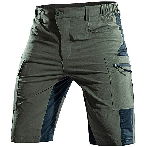 Cycorld Men's-Mountain-Bike-Shorts MTB-Shorts-for-Men Quick Dry Lightweight with Pockets Cycling Riding Biking Baggy Shorts(Green, Large)