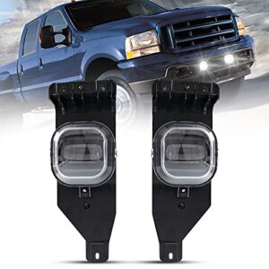 bunker indust led fog lights for 2005 2006 2007 ford f250 f350 f450 f550 super duty, oem bumper driving fog lamp kit