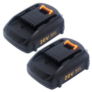 biswaye 2-pack 20v lithium battery wa3525 4.0ah compatible with worx wa3575 20v powershare battery wa3520 wa3578 wg163 wg170.9 wg545.6 wg261.9 wg184 wg154