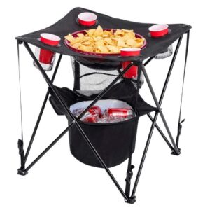 Monoprice Tailgating Table with Insulated Cooler, Portable, Compact and Collapsable, for BBQ, Picnic and Tailgate - Pure Outdoor Collection, Black, Large