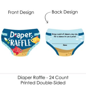 Big Dot of Happiness Let’s Go Fishing - Diaper Shaped Raffle Ticket Inserts - Fish Themed Baby Shower Activities - Diaper Raffle Game - Set of 24