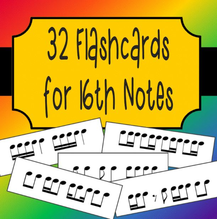 32 Rhythm Flashcards for Sixteenth Notes