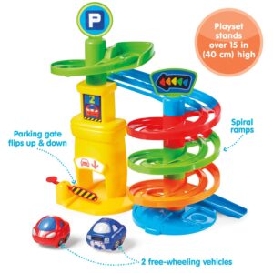 Kidoozie Park ‘n Roll Garage, Toy Playset with Vehicles for Toddlers 18 Months and Older (G02614)