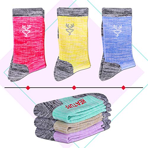 Heatuff Womens 6 Pack Hiking Crew Socks Performance Athletic Cushion Outdoor Trekking Sock