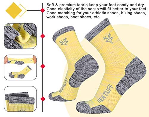 Heatuff Womens 6 Pack Hiking Crew Socks Performance Athletic Cushion Outdoor Trekking Sock