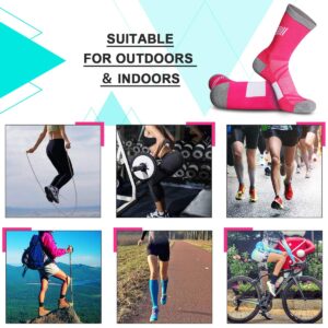 Heatuff Womens 6 Pack Hiking Crew Socks Performance Athletic Cushion Outdoor Trekking Sock