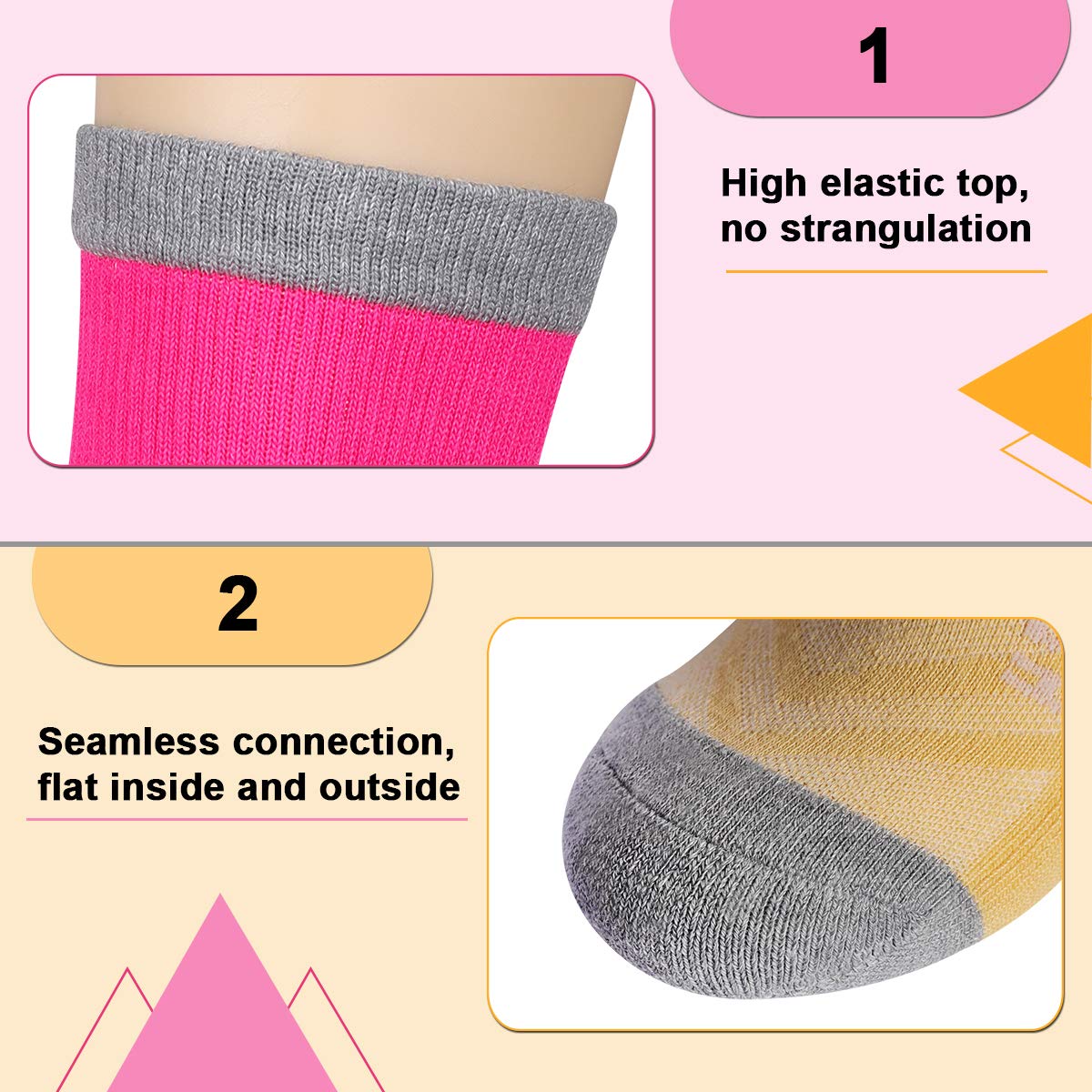 Heatuff Womens 6 Pack Hiking Crew Socks Performance Athletic Cushion Outdoor Trekking Sock