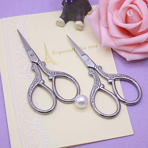 YESTOO Nose & Ear Hair Trimmers,Craft Scissor, Professional Stainless Steel Beauty Grooming Scissors for Eyebrow, Facial Hair, Nose Hair (Silver)