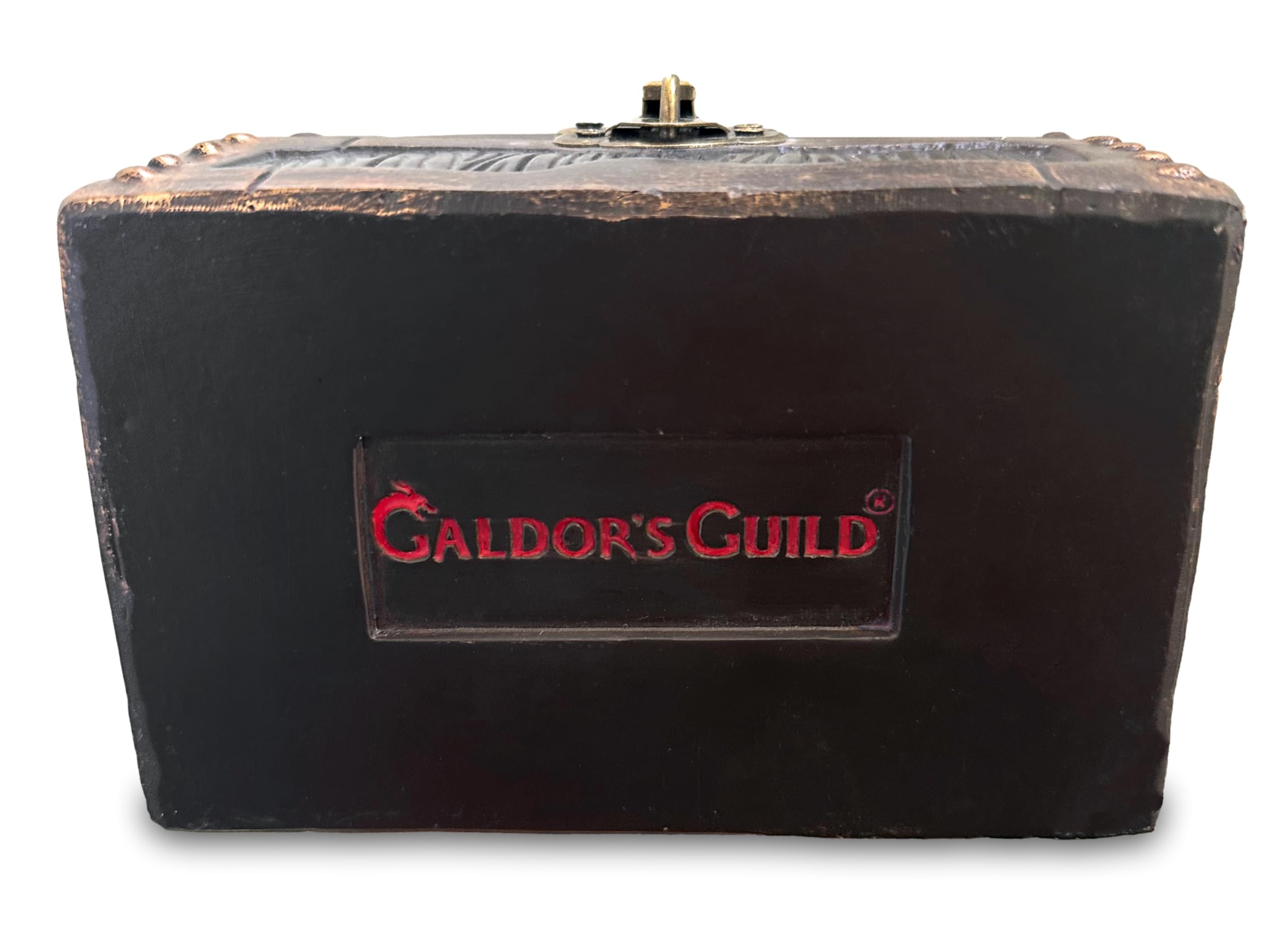 Galdor's Guild Mimic Dice Chest Storage Box | Free Lock & Key | Compatible with Dungeons & Dragons Players, Dungeon Master/DM RPG Gaming | Holder Vault Case | Holds 4 Sets of Polyhedral Dice (Regular)