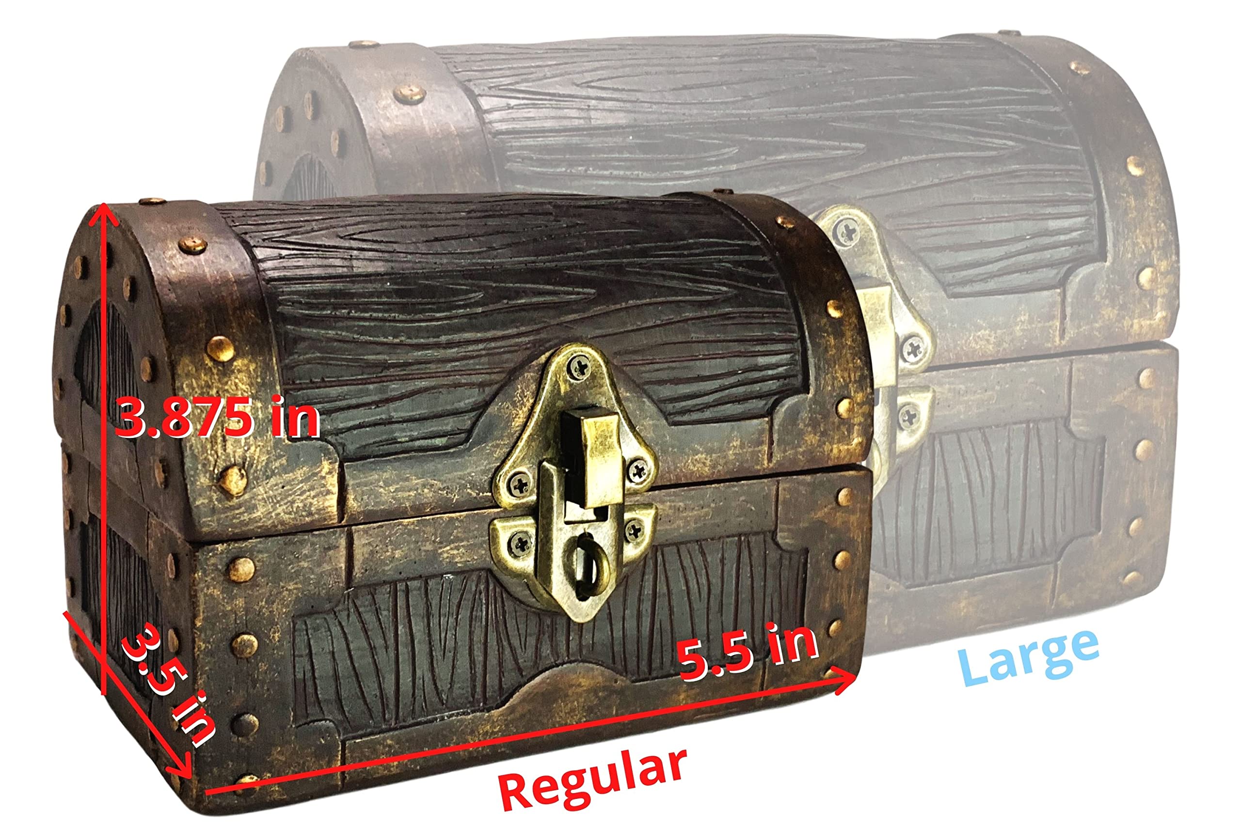 Galdor's Guild Mimic Dice Chest Storage Box | Free Lock & Key | Compatible with Dungeons & Dragons Players, Dungeon Master/DM RPG Gaming | Holder Vault Case | Holds 4 Sets of Polyhedral Dice (Regular)