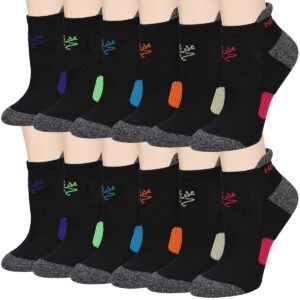 heatuff women's 12 pairs performance athletic ankle socks low cut cushioned sock with heel tab