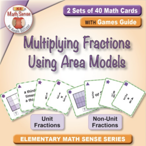 multiplying unit fractions using area models: 2 sets of 40 math cards with games guide 5f23