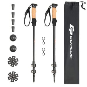 goplus trekking poles, 2 pack adjustable anti-shock hiking walking climbing sticks, lightweight aluminum 7075 with carry bag