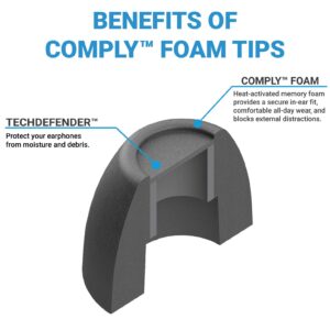 Comply True Grip Pro Memory Foam Tips for All JLAB Devices (Large, 3 Pairs), Black