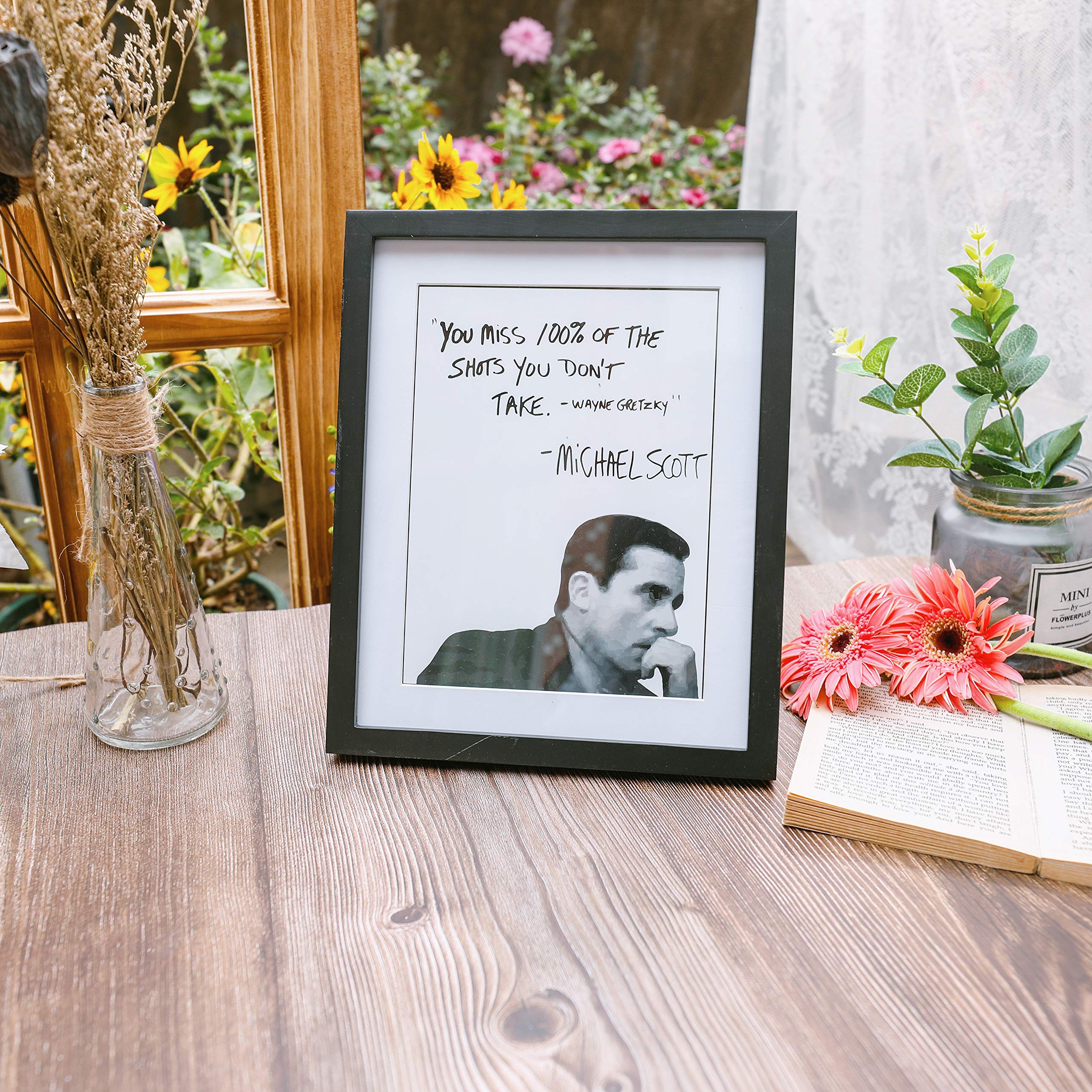 Michael Scott The Office Motivational Quote Frame Wall Art Decor 8x10 The Office Gift - You Miss 100% Of The Shots You Dont Take - The Office Merchandise - The office Wall Decor for Home and Office