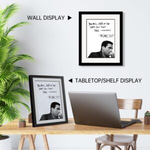 Michael Scott The Office Motivational Quote Frame Wall Art Decor 8x10 The Office Gift - You Miss 100% Of The Shots You Dont Take - The Office Merchandise - The office Wall Decor for Home and Office