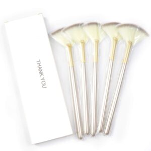 Slim Soft Facial Fan Brush,Makeup Cosmetic Multi Use, Mask Acid Applicator for Glycolic Peel Masques,Chemical Peel Brush,Pack of 5