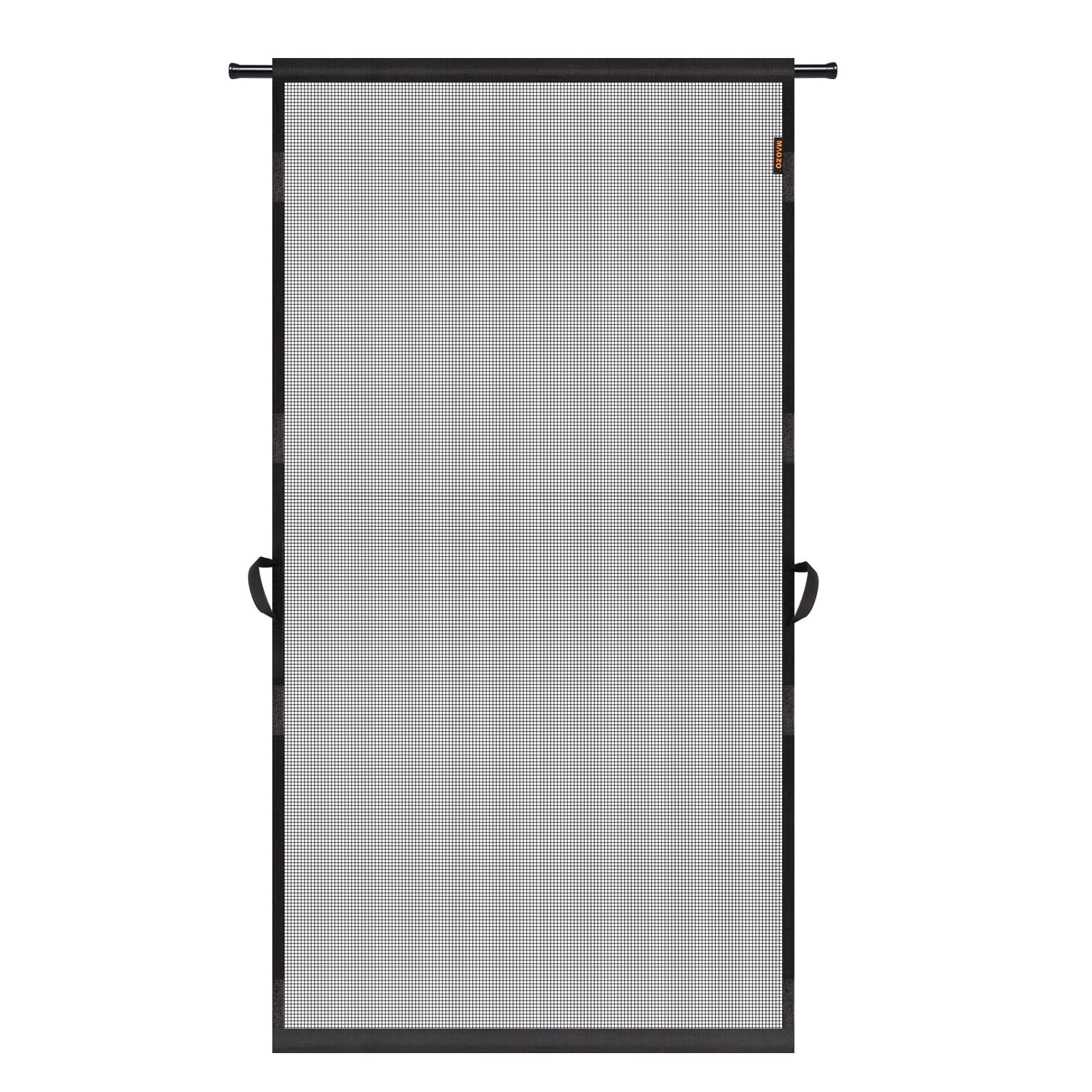 MAGZO Hanging Screen Door, Fits Door Size 34" x 82" (Curtain Size 36'' x 83''), Upgraded Fiberglass Screen Door Mesh with Tension Rod&Hook&Loop (One Piece Can be Installed in 2 Ways), Weighted Bottom