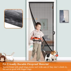 MAGZO Hanging Screen Door, Fits Door Size 34" x 82" (Curtain Size 36'' x 83''), Upgraded Fiberglass Screen Door Mesh with Tension Rod&Hook&Loop (One Piece Can be Installed in 2 Ways), Weighted Bottom