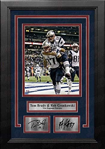 Tom Brady & Rob Gronkowski New England Patriots 8" x 10" Framed Football Photo with Engraved Autographs