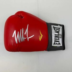 autographed/signed mike tyson imperfect red everlast boxing glove athlete hologram coa