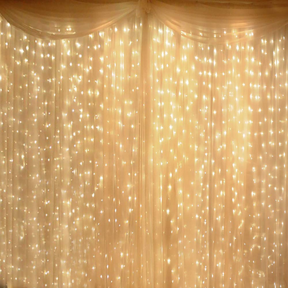 Christmas LED Curtain Lights - ilikable IP44 300LED 9.8*6.6FT Waterproof Indoor and Outdoor Fairy Twinkle String Lights USB-Powered UL588 Approved Decoration for Wedding Party Home Garden Bedroom Wall