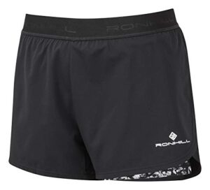 ronhill womens life twin short, black/mono mushroom, 8