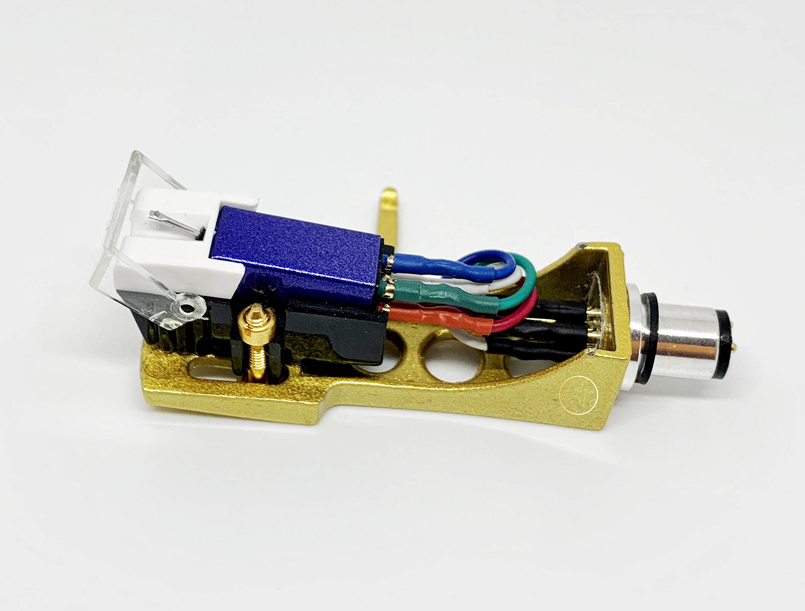 Cartridge and Stylus, needle and Gold Headshell with mounting bolts for Technics SL-D1, SL-D1K, SL-D2, SL-D202, SL-D205, SL-D2K, SL-1400, SL-1401, SL-1410, SL-1500, SL-1510, SL-Q202, SL-Q2K, SL-Q3