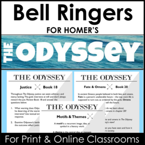 bell ringers for the odyssey - 20 entry tasks or daily journals - with a google link for print and online classrooms