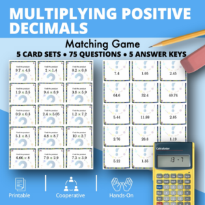 multiplying decimals matching game