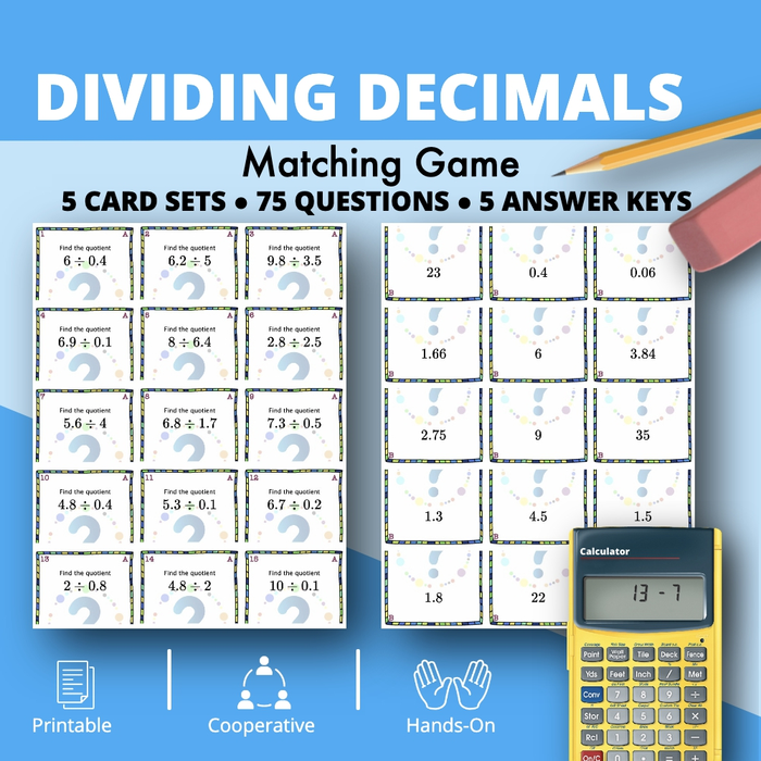 Dividing Decimals Matching Game