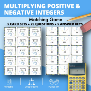 multiplying positive & negative integers matching game