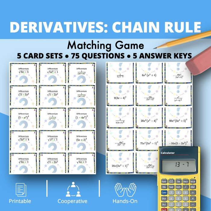 Calculus Derivatives: Chain Rule Matching Game