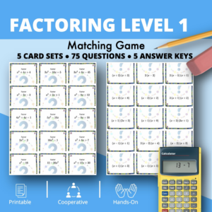 algebra: factoring level 1 matching game