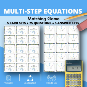 algebra: multi-step equations matching game