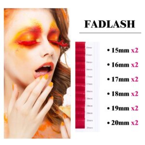 Eyelash Extension D Curl 15-20mm Easy Fan Volume Lashes 0.07mm Mixed Tray Red Easy Fan Lash Extensions Colorful Self Fanning Lashes (Red 0.07-D, 15~20mm Mix)