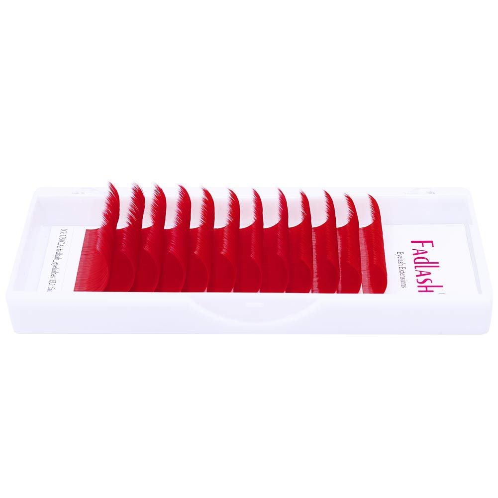 Eyelash Extension D Curl 15-20mm Easy Fan Volume Lashes 0.07mm Mixed Tray Red Easy Fan Lash Extensions Colorful Self Fanning Lashes (Red 0.07-D, 15~20mm Mix)