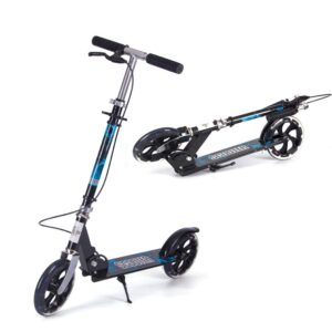 WRRAC-Trampolines Scooters for Kids 8 Years and up - Quick-Release Folding System - Dual Suspension System + Brake Big Wheels Great Kick Scooters for Adults and Teens