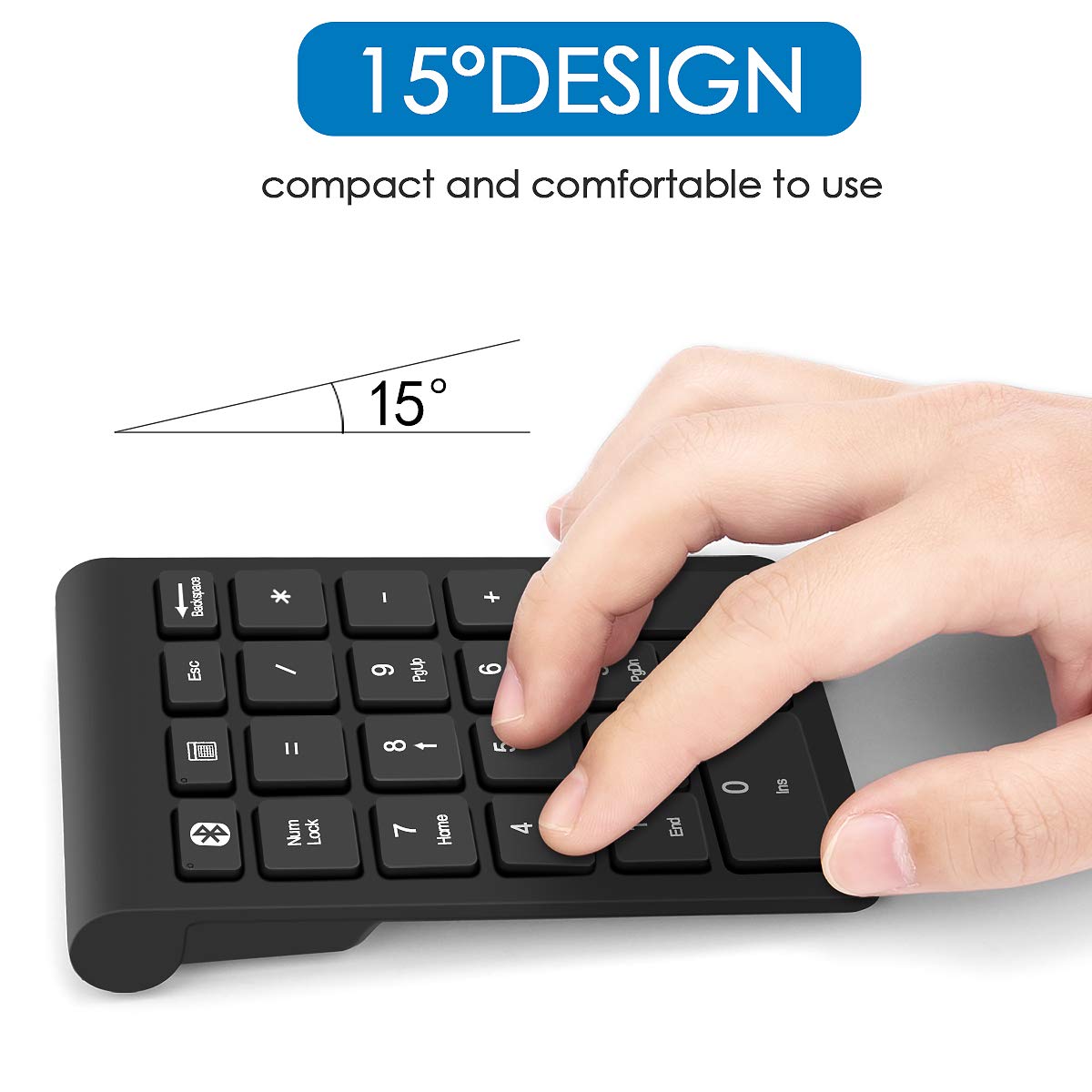 Foloda Bluetooth Wireless Number Pads, Numeric Keypad 22 Keys Portable Financial Accounting 10 Keys Number Keyboard Extensions for Laptop, PC, Desktop, Surface Pro, Notebook