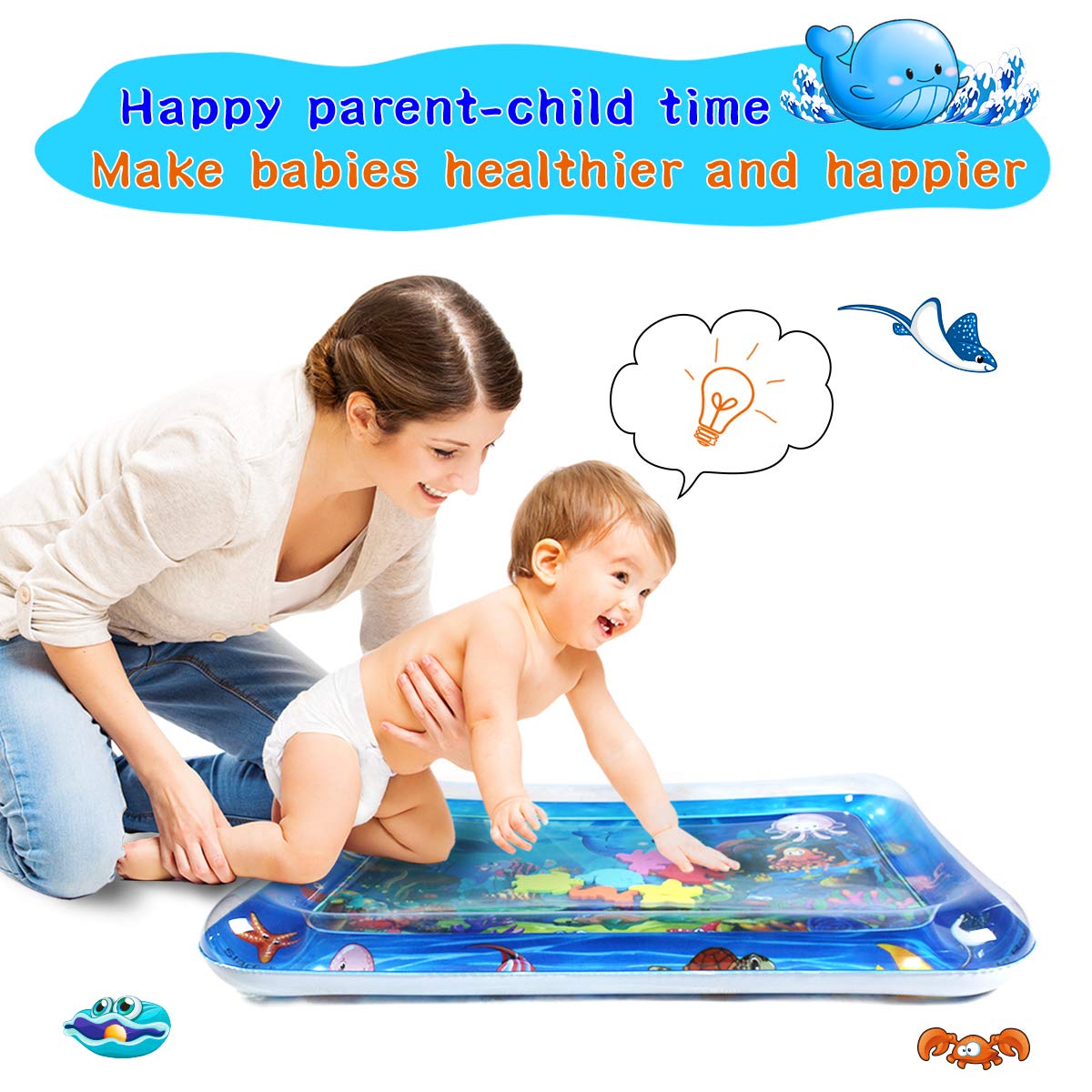 SUNSHINE-MALL Infant Toys, Tummy time Baby Toys, Inflatable Play Mat Water Cushion Baby Toys, Fun Early Development Activity Play Center for Newborn (70 x 50 cm)