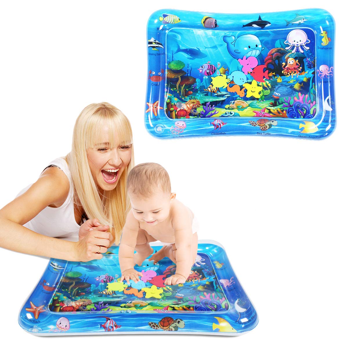 SUNSHINE-MALL Infant Toys, Tummy time Baby Toys, Inflatable Play Mat Water Cushion Baby Toys, Fun Early Development Activity Play Center for Newborn (70 x 50 cm)