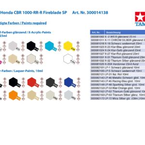 Tamiya 14138 300014138 1:12, Honda CBR 1000-RR-R Fireblade SP, Faithful Replica, Model Making, Plastic Kit, Hobby, Glueing, Model Kit, Assembling, Unpainted