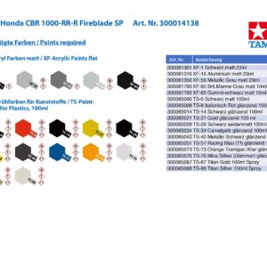 Tamiya 14138 300014138 1:12, Honda CBR 1000-RR-R Fireblade SP, Faithful Replica, Model Making, Plastic Kit, Hobby, Glueing, Model Kit, Assembling, Unpainted