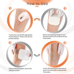 Hydrocolloid Bandage, Hydrocolloid Wound Dressing Thin Type 4'' x 4'' for Light Exudate Wound, Pressure Ulcer, Bed Sore, Surgical Wound,Superficial Wound, 10 Pack by EalionMed