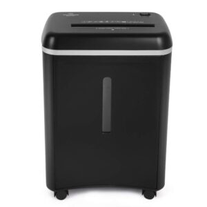 wolverine 8-sheet super micro cut high security level p-5 ultra quiet paper/credit card home office shredder with 4.5 gallons pullout waste bin sd9101 (black)