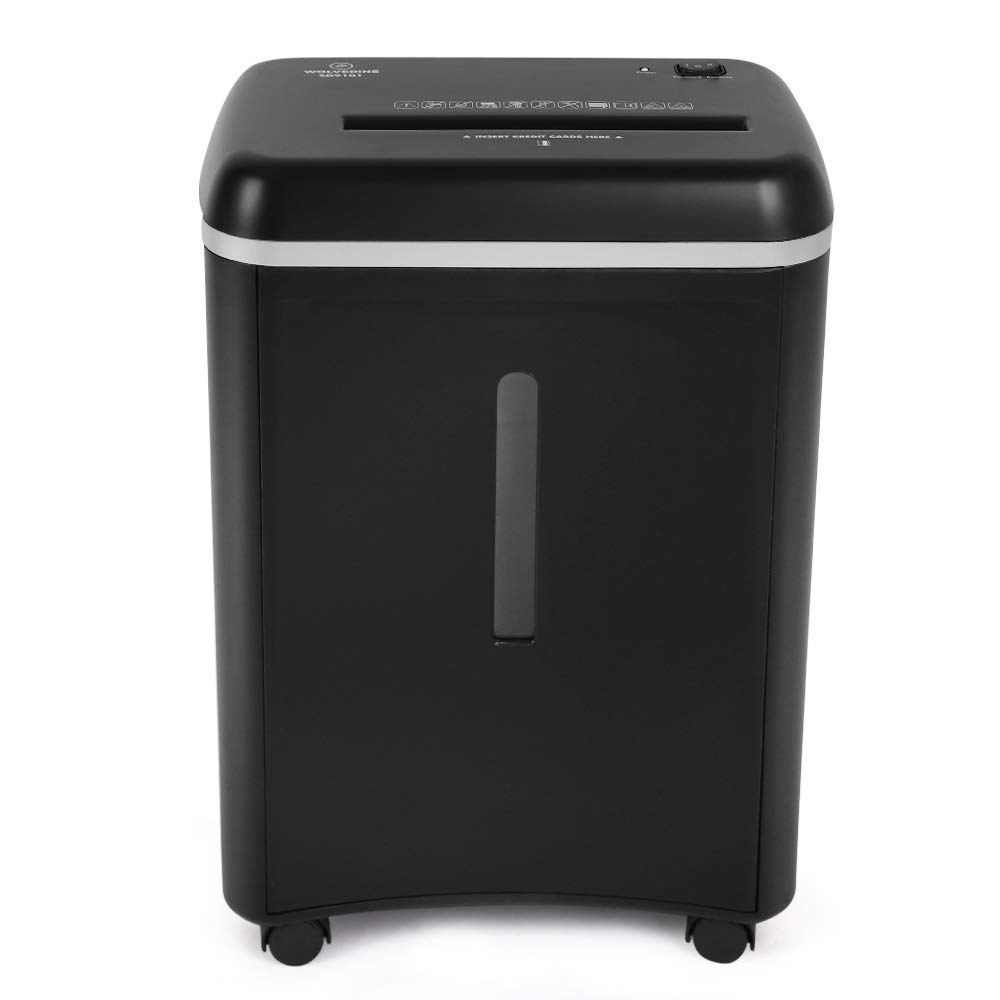 WOLVERINE 8-Sheet Super Micro Cut High Security Level P-5 Ultra Quiet Paper/Credit Card Home Office Shredder with 4.5 gallons Pullout Waste Bin SD9101 (Black)