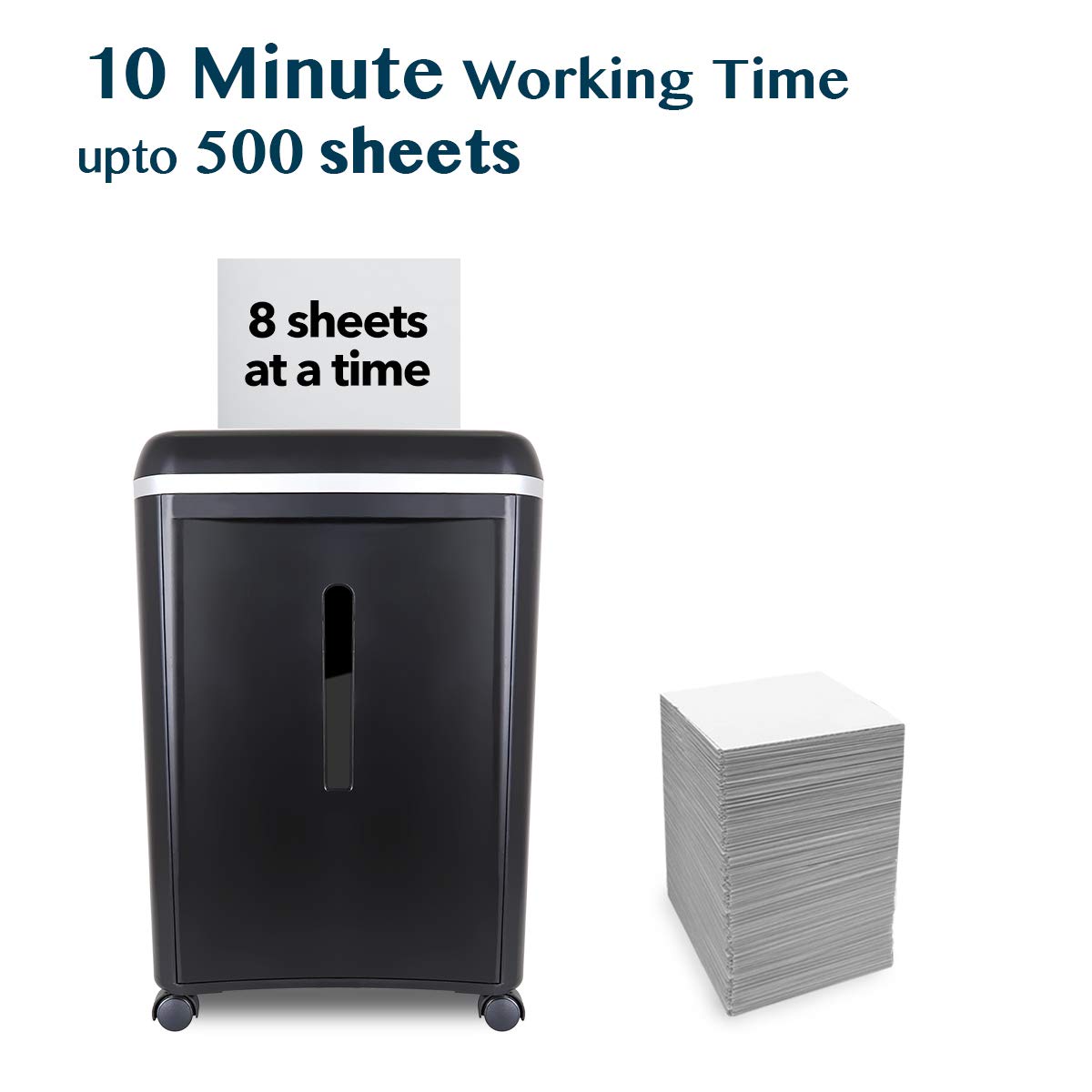 WOLVERINE 8-Sheet Super Micro Cut High Security Level P-5 Ultra Quiet Paper/Credit Card Home Office Shredder with 4.5 gallons Pullout Waste Bin SD9101 (Black)