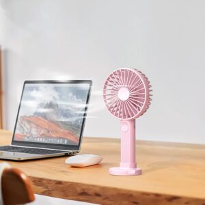 Mini Handheld Fan, Small Handheld Fan Portable with Base, USB Desk Fan Rechargeable Personal Cooling Fan for Office Travel Outdoors