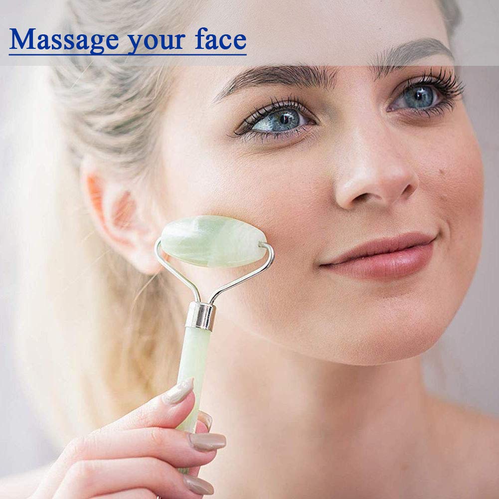 GOTDYA Jade Roller for Face,100% Natural Jade Face Roller Anti Aging Jade Stone Face Massage Roller, Jade Facial Roller Massager for Woman Face & Eye Massage