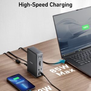 Anker Docking Station, Anker 575 USB-C Docking Station (13-in-1), Triple Display, 4K HDMI, 10 Gbps USB-C and 5 Gbps USB-A Data, 85W Charging for Laptop, 18W Charging for Phone, Ethernet, Audio, SD 3.0